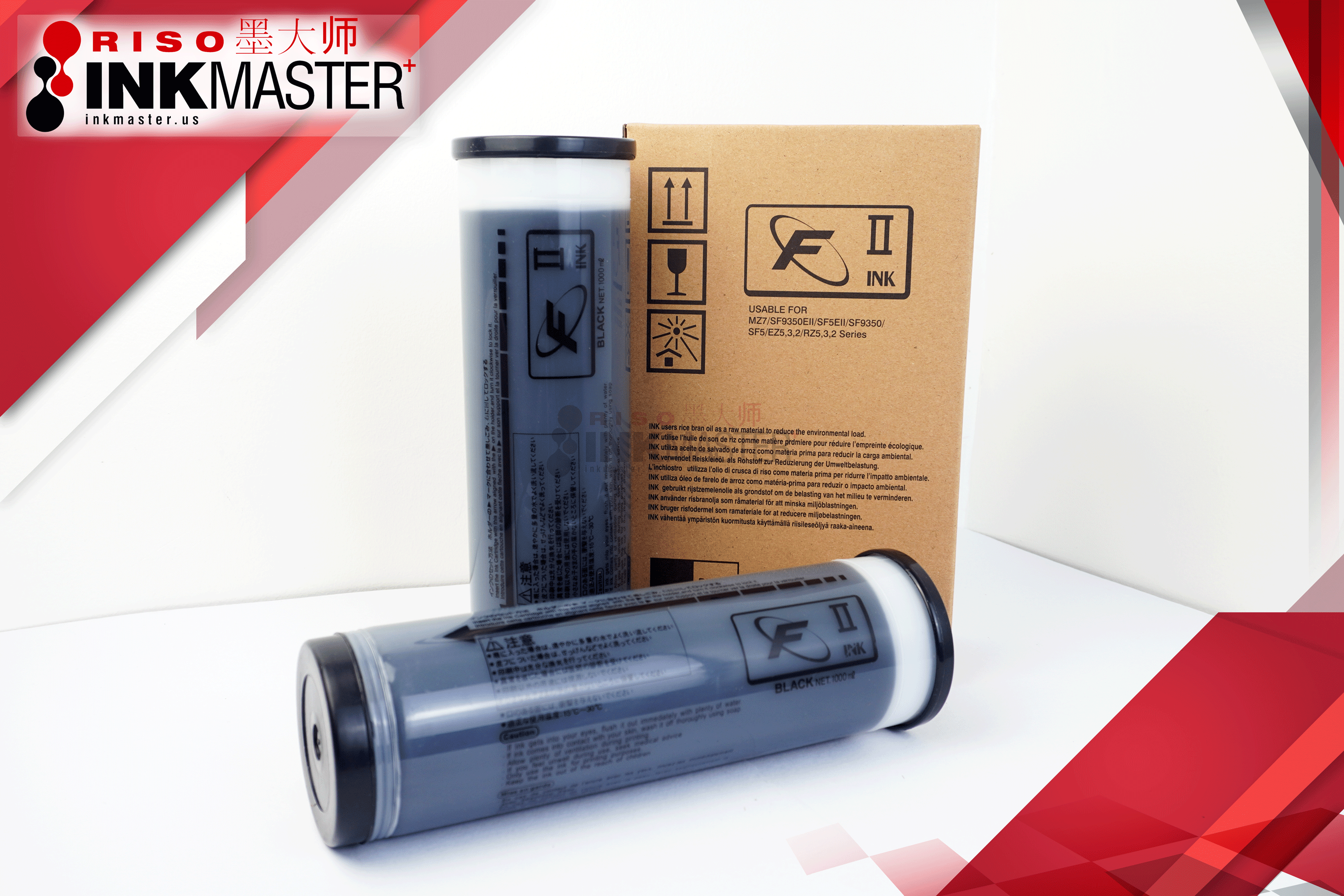 F2/F-2/F-II (SF) Ink, Ten (10) RISOs Compatible Black 1000ML for F/FII ...