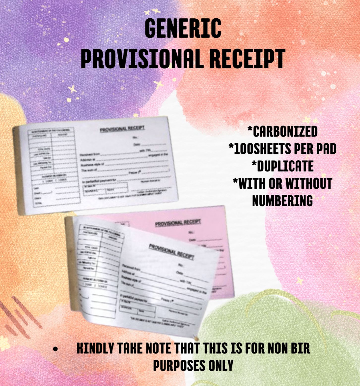 PROVISIONAL RECEIPT - GENERIC 4x7 inches | Lazada PH