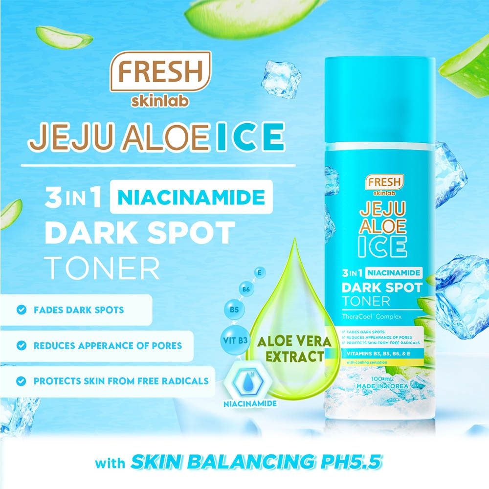 Fresh Skinlab Jeju Aloe Ice pH 5.5 Toner - with Niacinamide, Hydrates ...