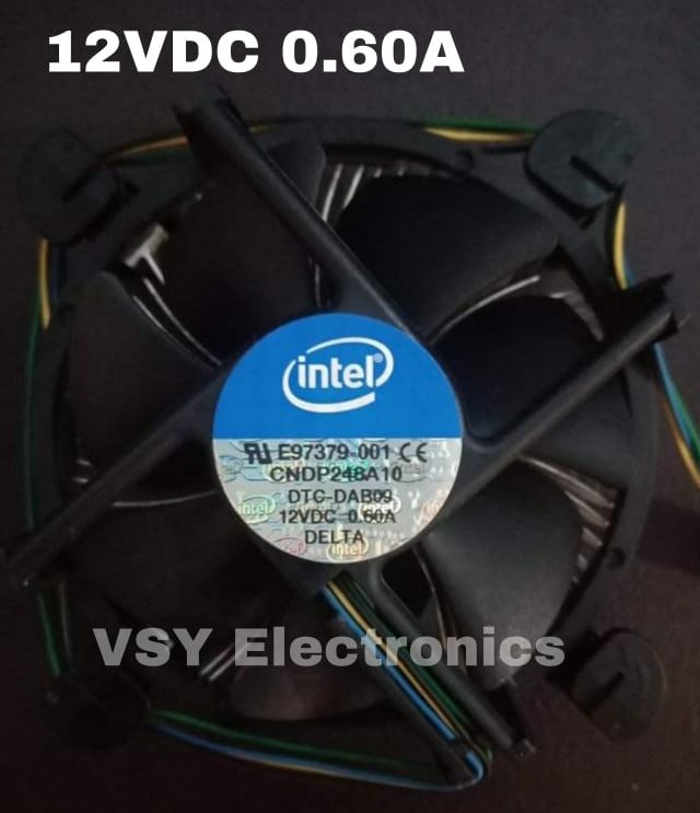 Intel 12vdc 0.60A 4-Pin Connector CPU Cooler w/ Aluminum Heatsink & 3.5 ...