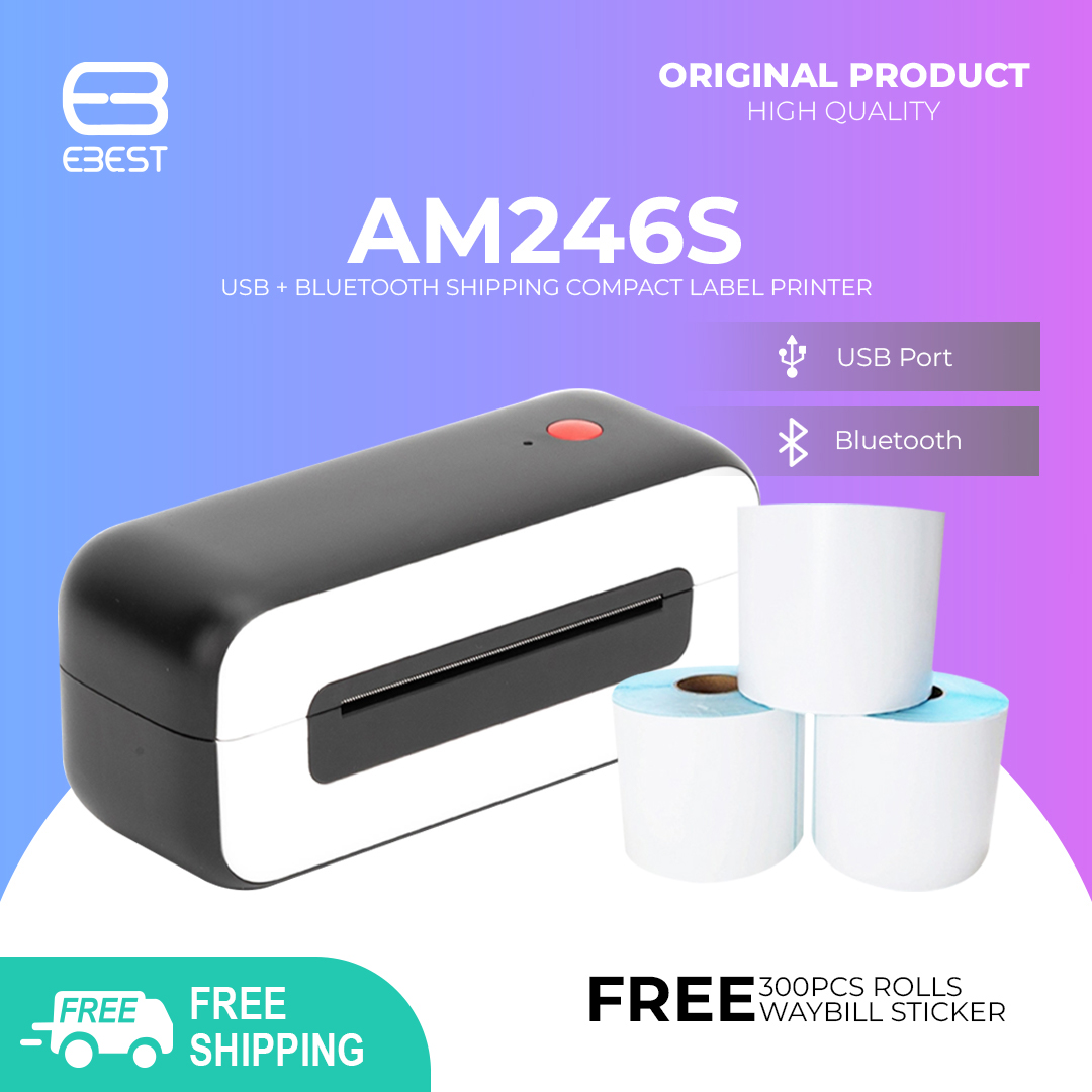 AM246S Shipping Label Waybill Thermal Printer A6 Size USB Bluetooth ...