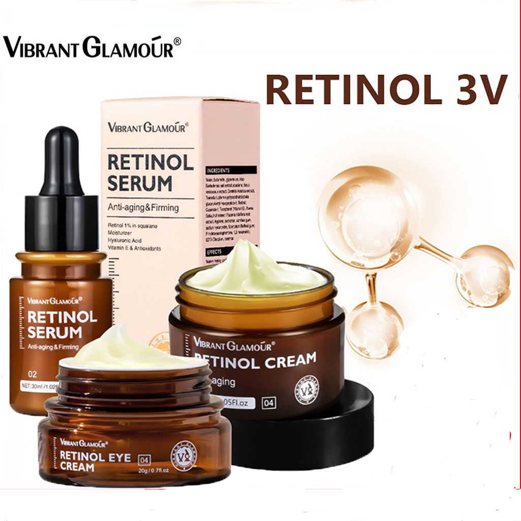 VIBRANT GLAMOUR FDA Natural Retinol Sets Face Cream+Facial Serum+Eye ...