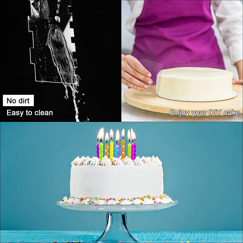 4 Pieces Clear Acrylic Icing Frosting Buttercream Large Cake Smoother ...