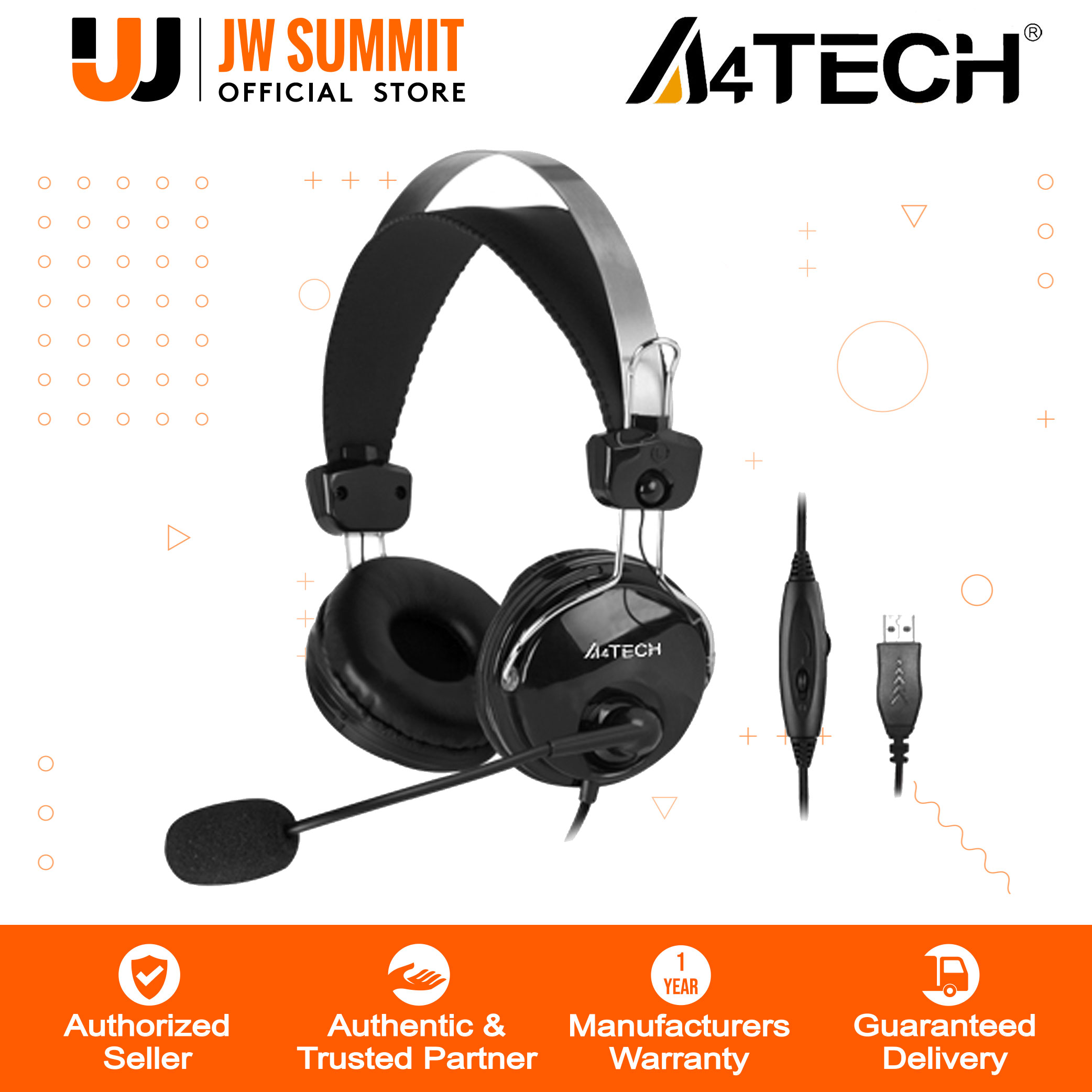 A4Tech HU-7P ComfortFit Stereo USB Headset (Black) | Lazada PH