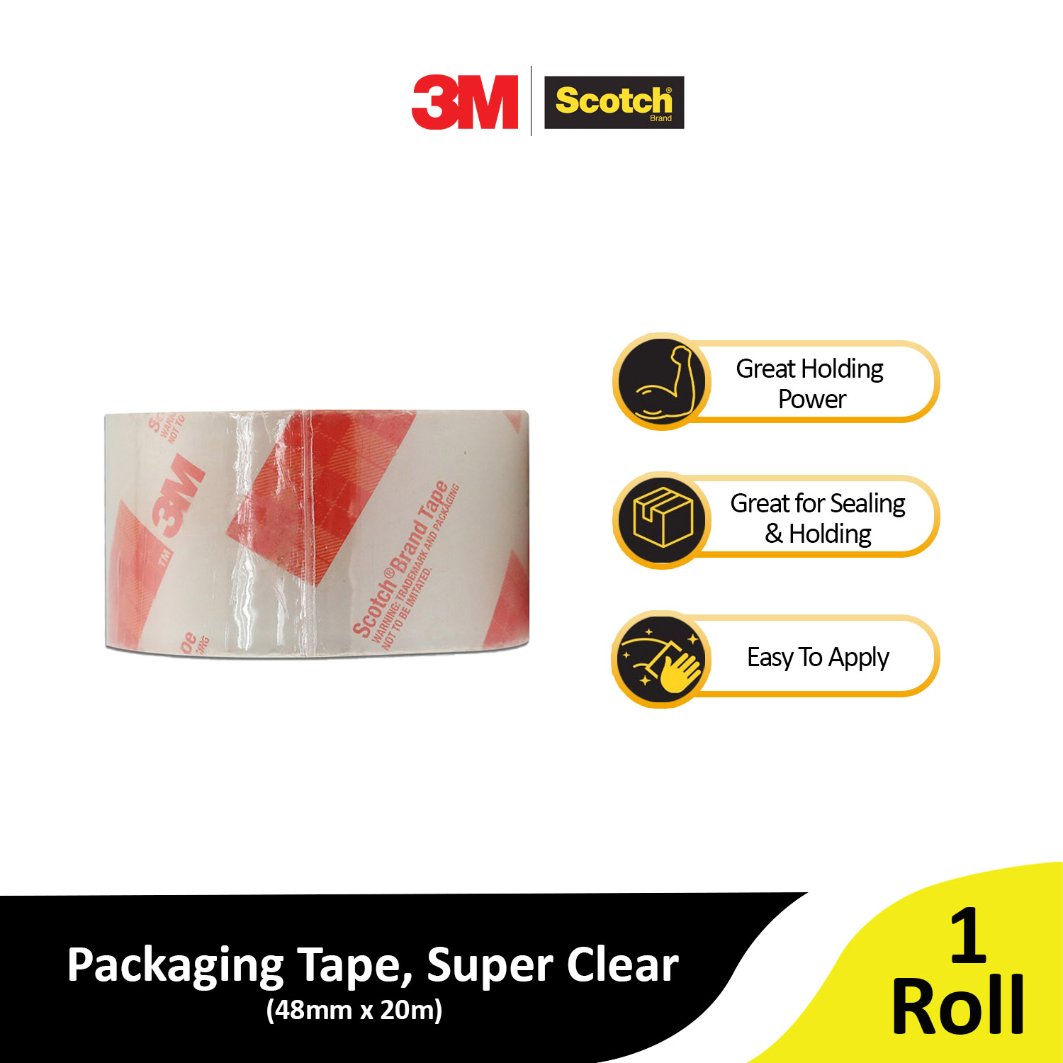 3M Scotch Packaging Tape 3620, Super Clear, 48mmx20m (MS3620482OC ...