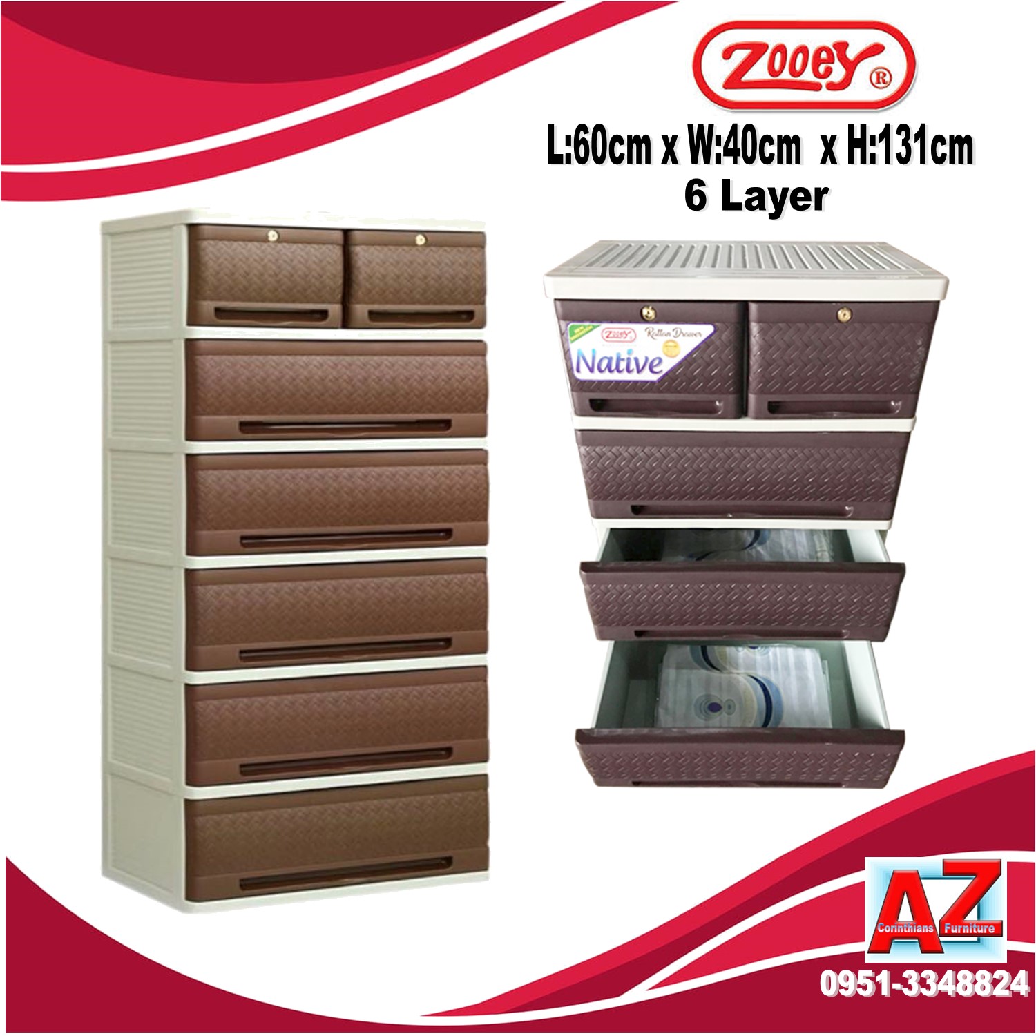 ZOOEY Native Rattan Drawers 6 Layer | Lazada PH
