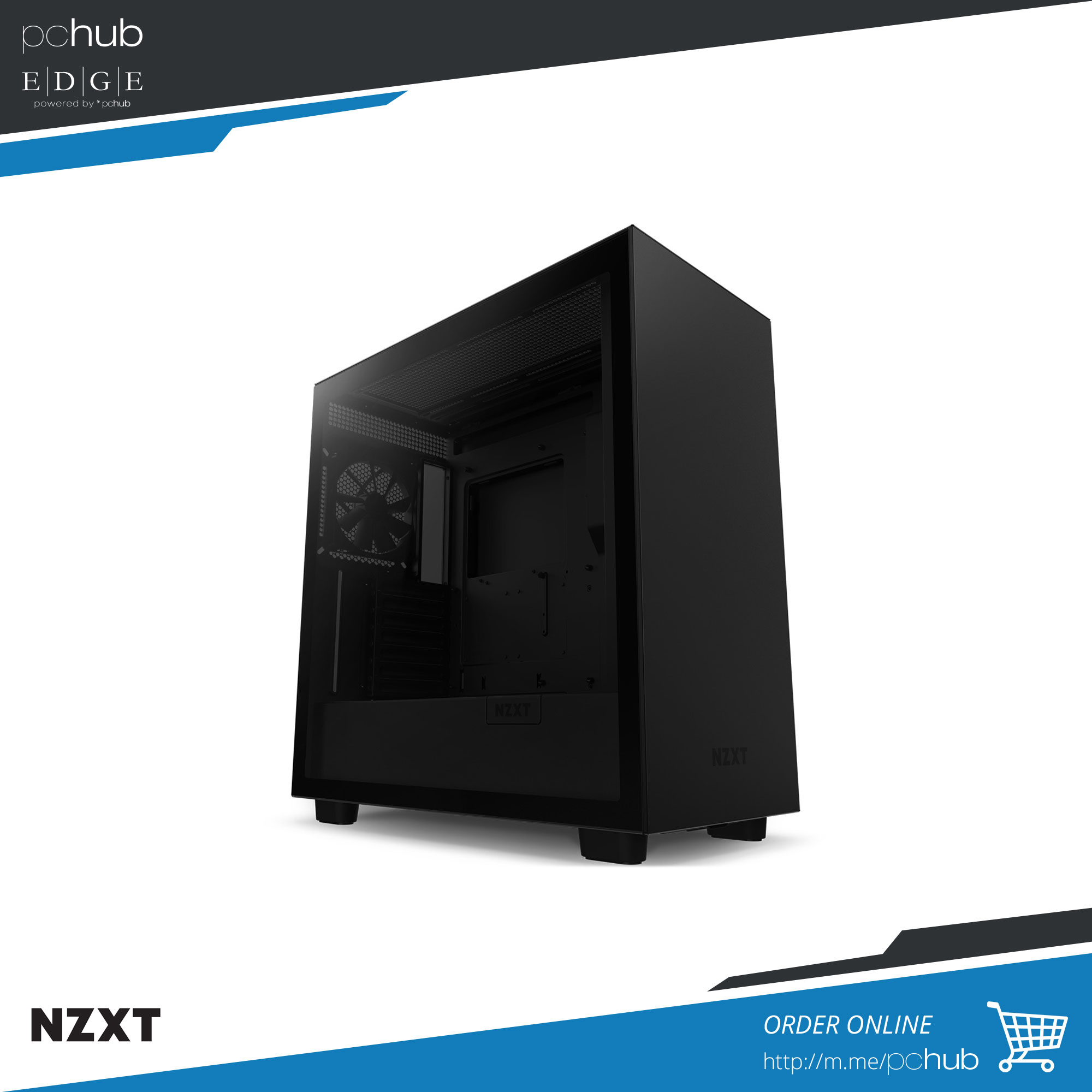 NZXT H7 Base TG, black, ATX, 2x120mm, USB3 1C 2A, pn: CM-H71BB-01 ...