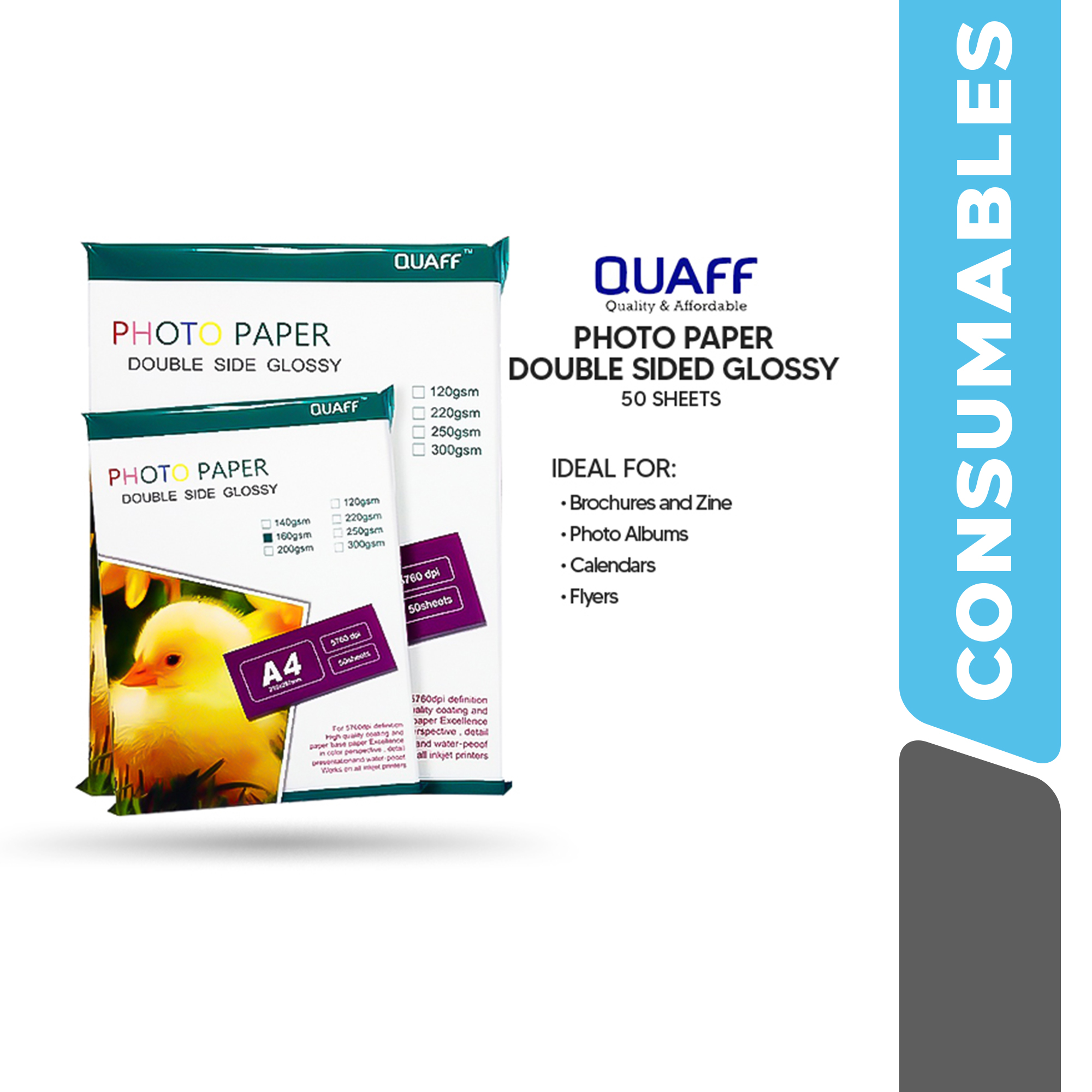 QUAFF Double Sided Photo Paper A4 160GSM (50SHEETS) | Lazada PH