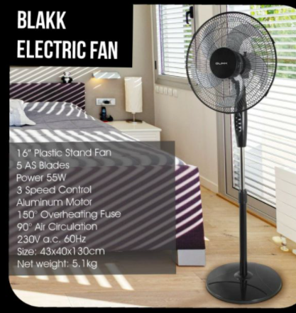 BLAKK 16" 5 Blades Electric Fan | Durable and Imported | Lazada PH