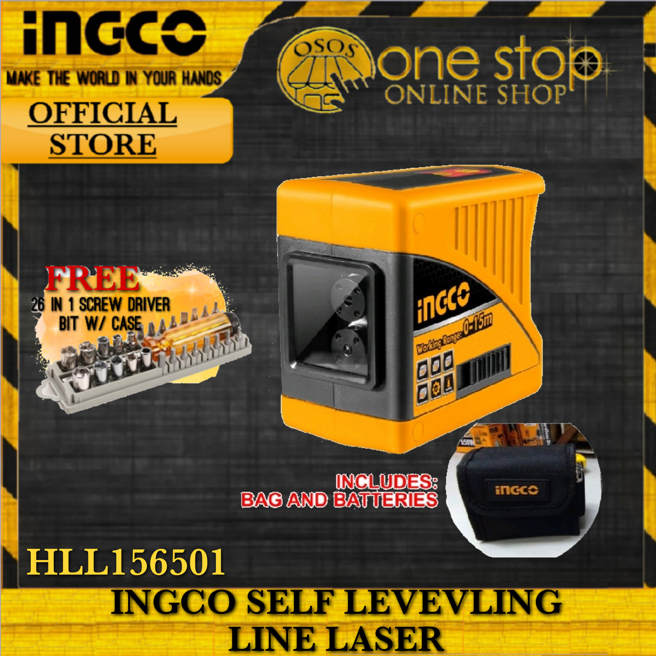 INGCO Original Self Leveling Line Laser HLL156501 FREE 28IN1 ...