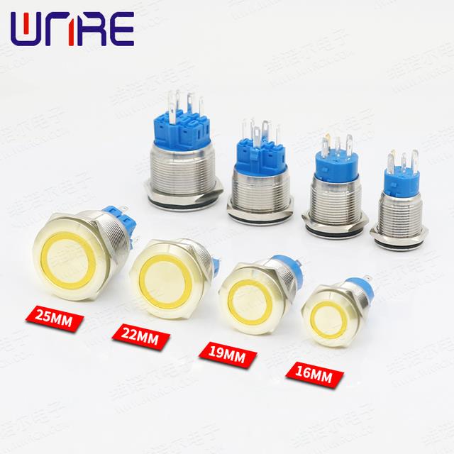 12/16/19/22mm metal push button switch with led light momentary ...