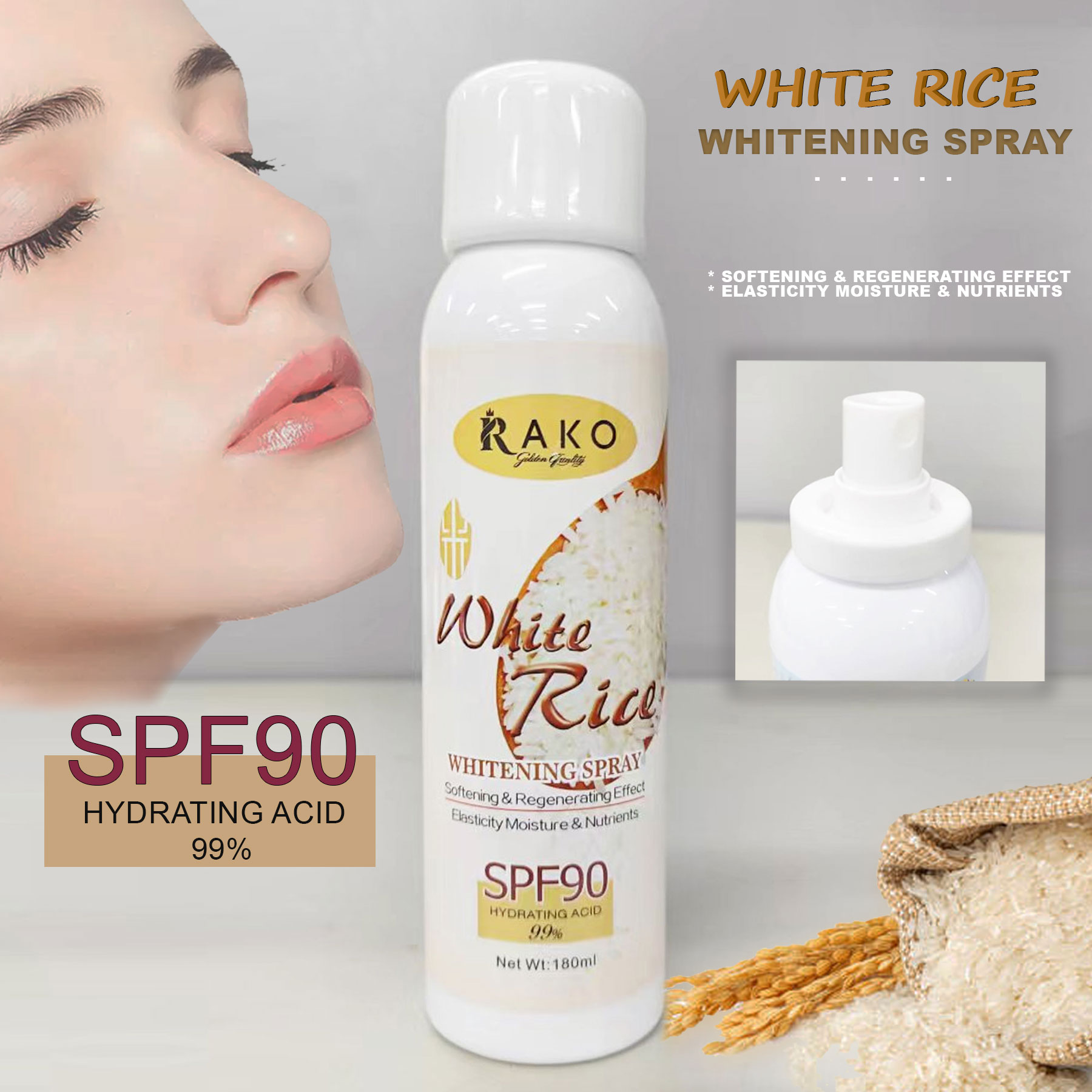 Super Sale - RAKO RK-986 White Rice Whitening Spray 180ml | Lazada PH