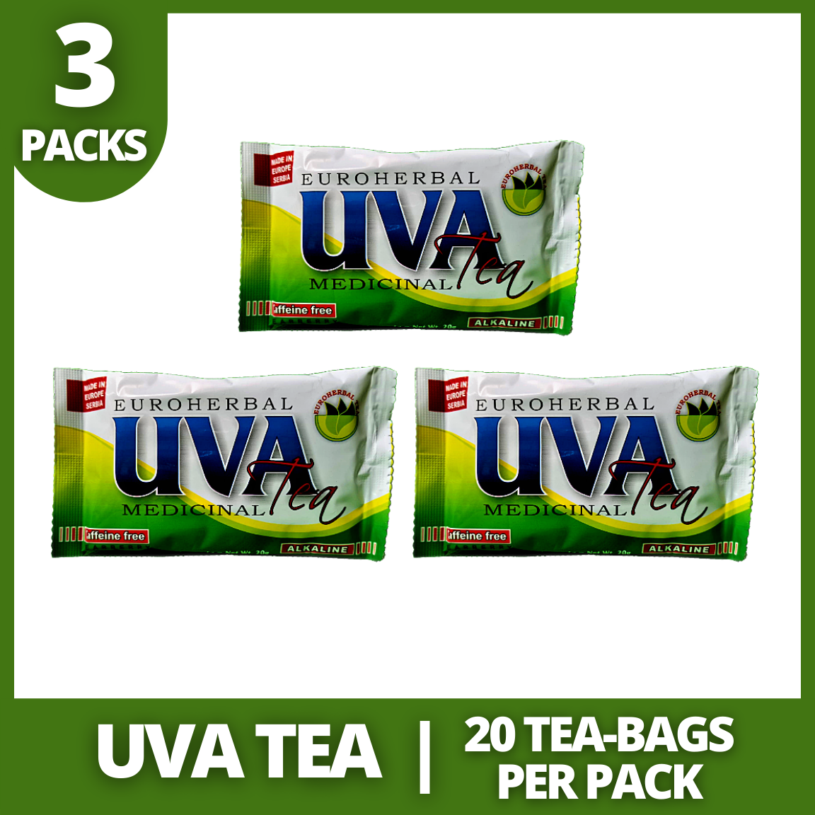 [SET OF 3 PACKS] Original Uva Tea | Organic Euroherbal Healing Wonder ...