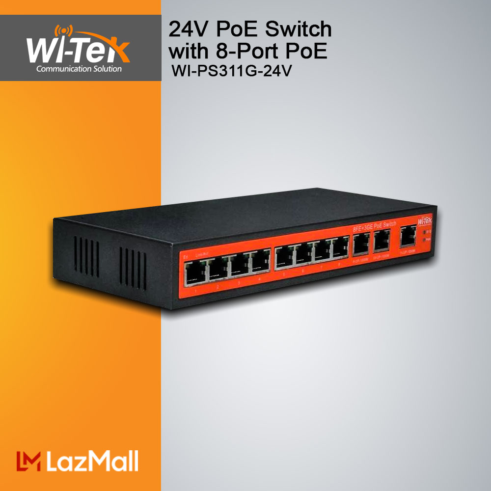 Wi-Tek WI-PS311G-24V 8GE+2GE Ports 24V PoE Switch with 8-Port PoE | 8GE ...