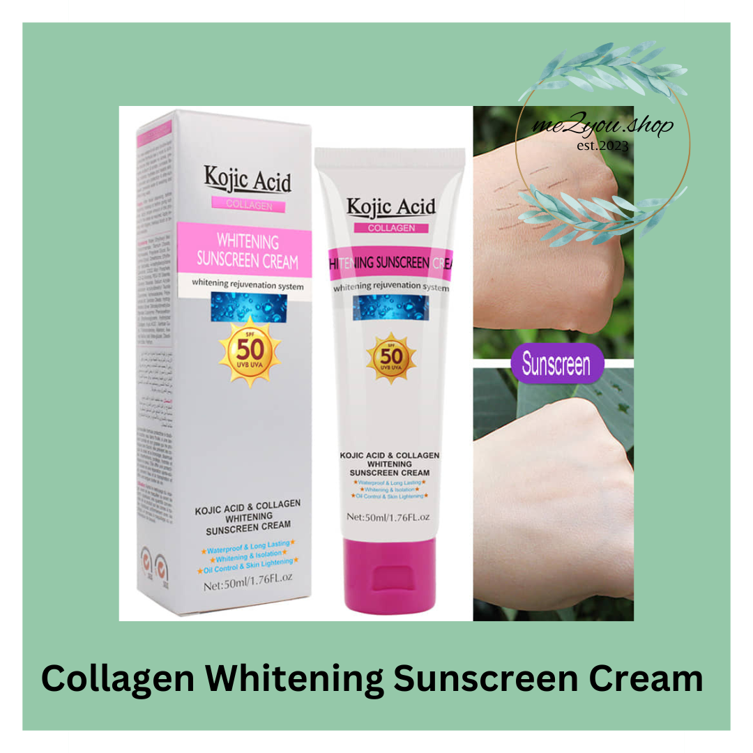 Kojic Acid Collagen Whitening Sunscreen Cream with SPF 50 UVB UVA Face ...