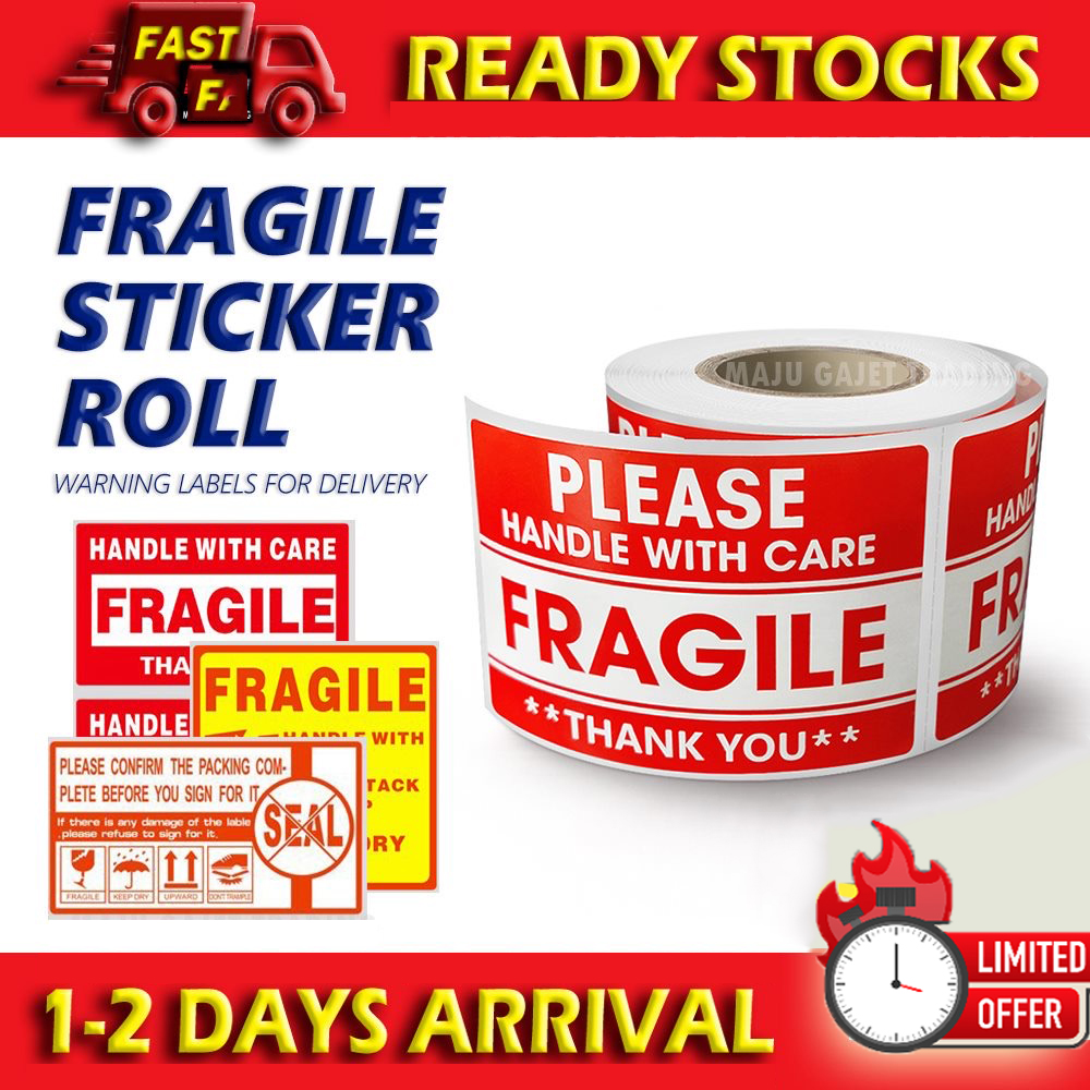 Fragile Stickers Warning Fragile sticker Stickers 2" x 3" Sticker ...