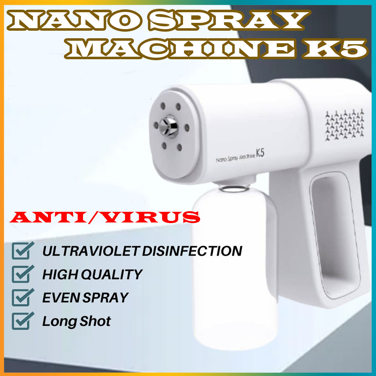 K5 Nano Blue Ray Disinfection Spray Gun Wireless Rechargeable Nano Steam Gun Fog Machine ...
