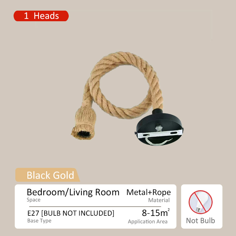 【MG】Chandelier E27 100cm Rope Light Ceiling Pendant Lights Hemp Rope ...