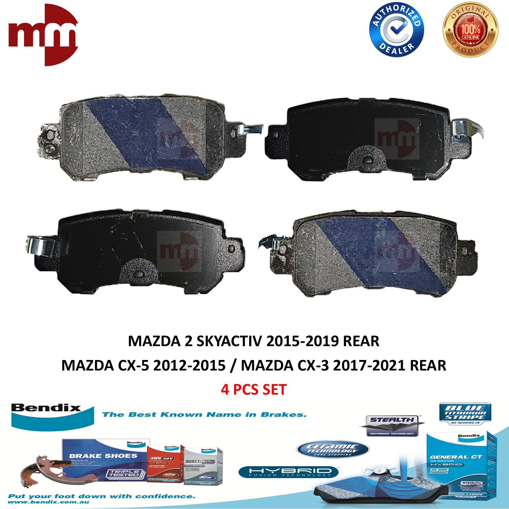 BENDIX GCT Brake Pads for MAZDA 2 SKYACTIV 2015-2019 / MAZDA CX-5 2012 ...
