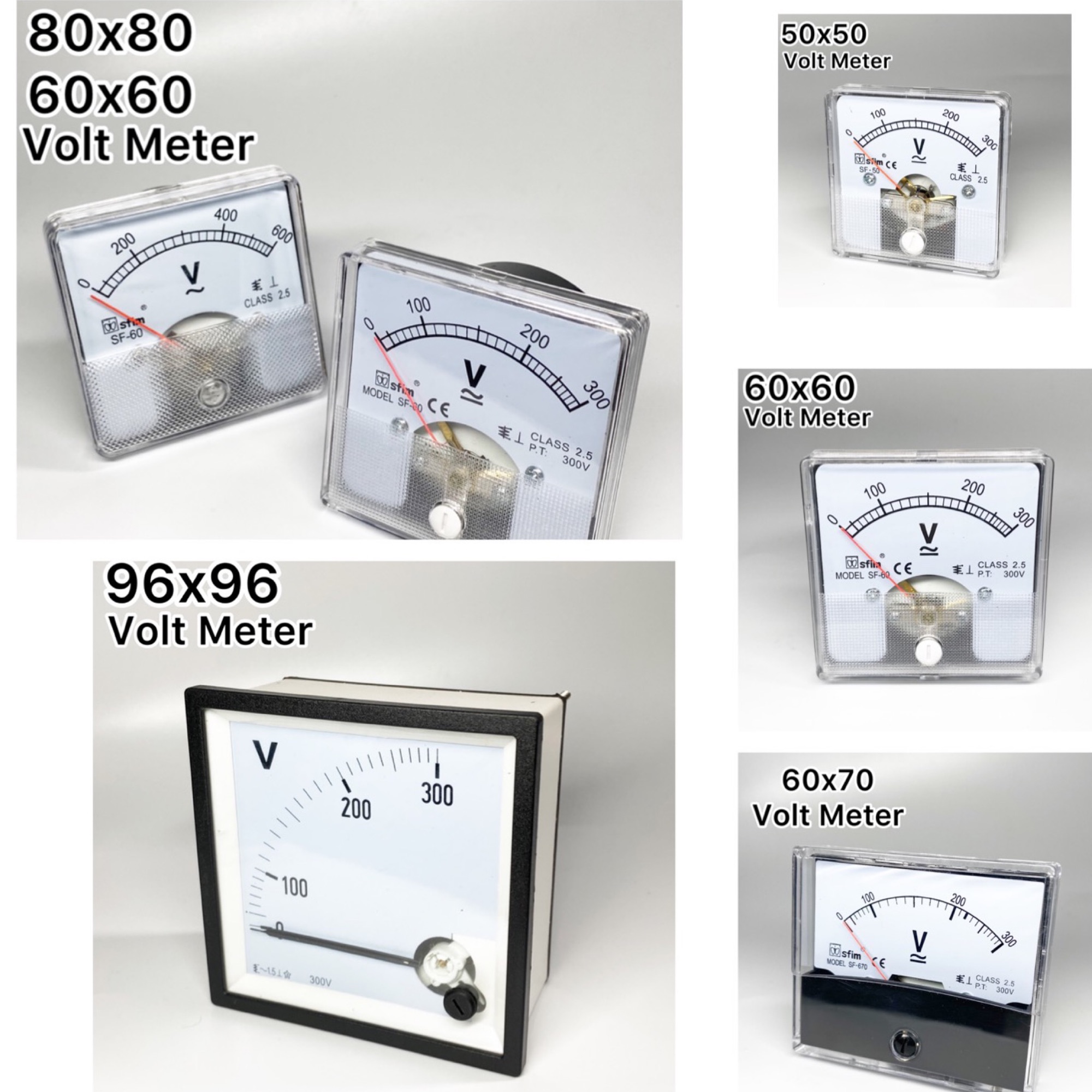 Analog AC Volt Meter 300V / 600V ( 50x50 , 60x60 , 60x70 , 80x80 ...