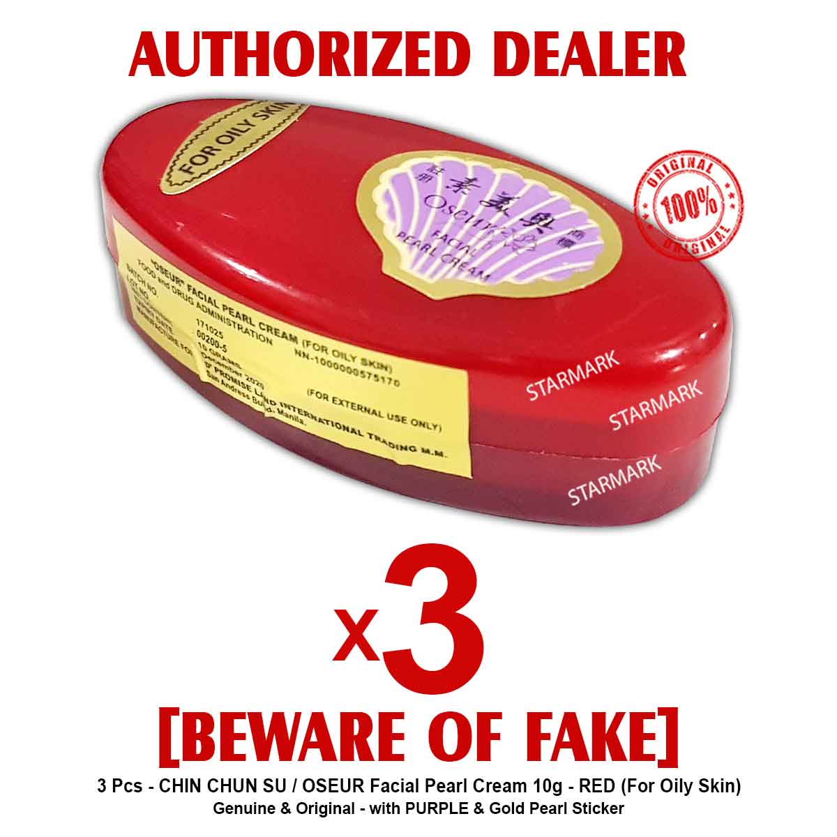 Chin Chun Su Cream Oseur Pearl Facial Creams 10g each - Red with Purple ...