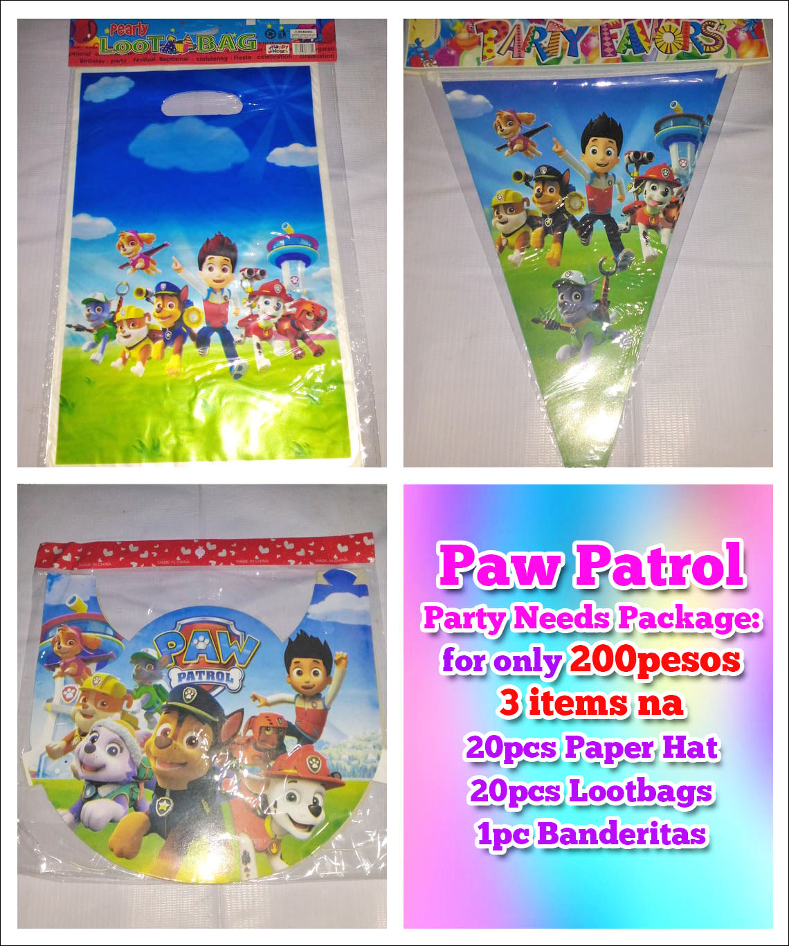 PAW PATROL PARTY NEEDS PACKAGE happy birthday / christening balloons ...