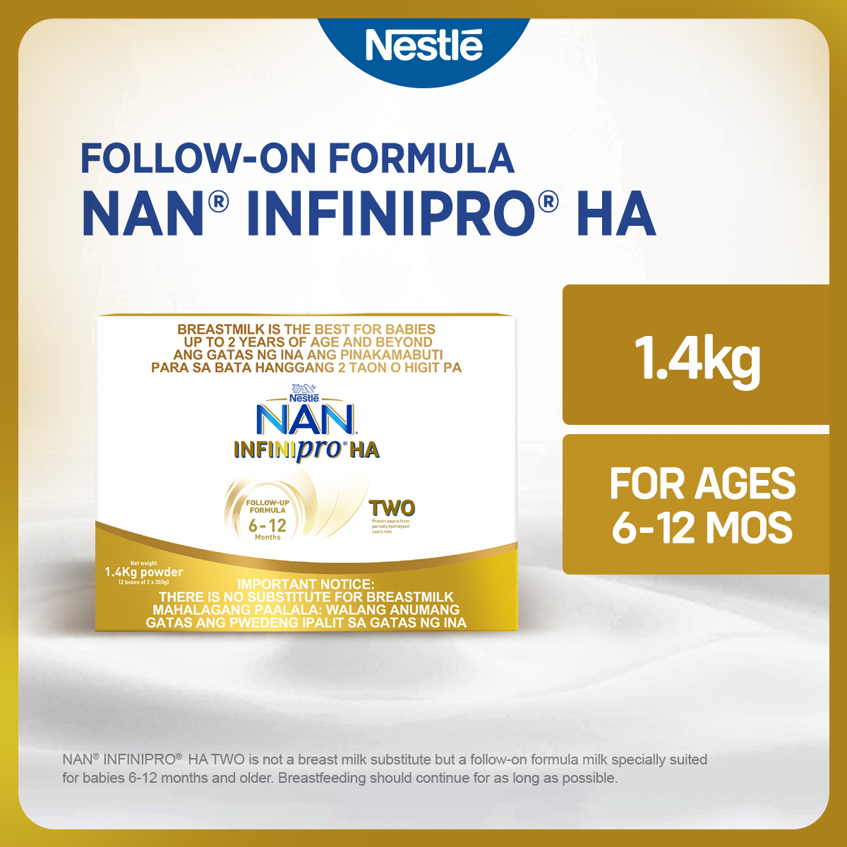 NAN® INFINIPRO® HA Two Infant Formula For 6-12 Months 1.4kg | Lazada PH