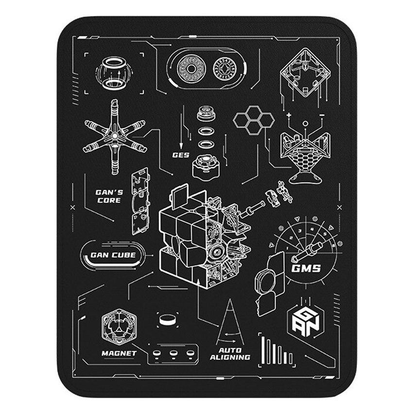 Gan 12 Hand Painted Pad Stack Mat Speed Cups Rubik's Cube Mat Black ...