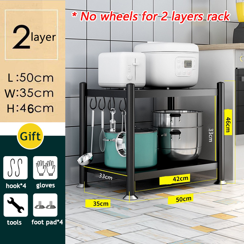 【Ready Stock 】Multi-layer Kitchen Organizer Rack with Wheels Stainless ...
