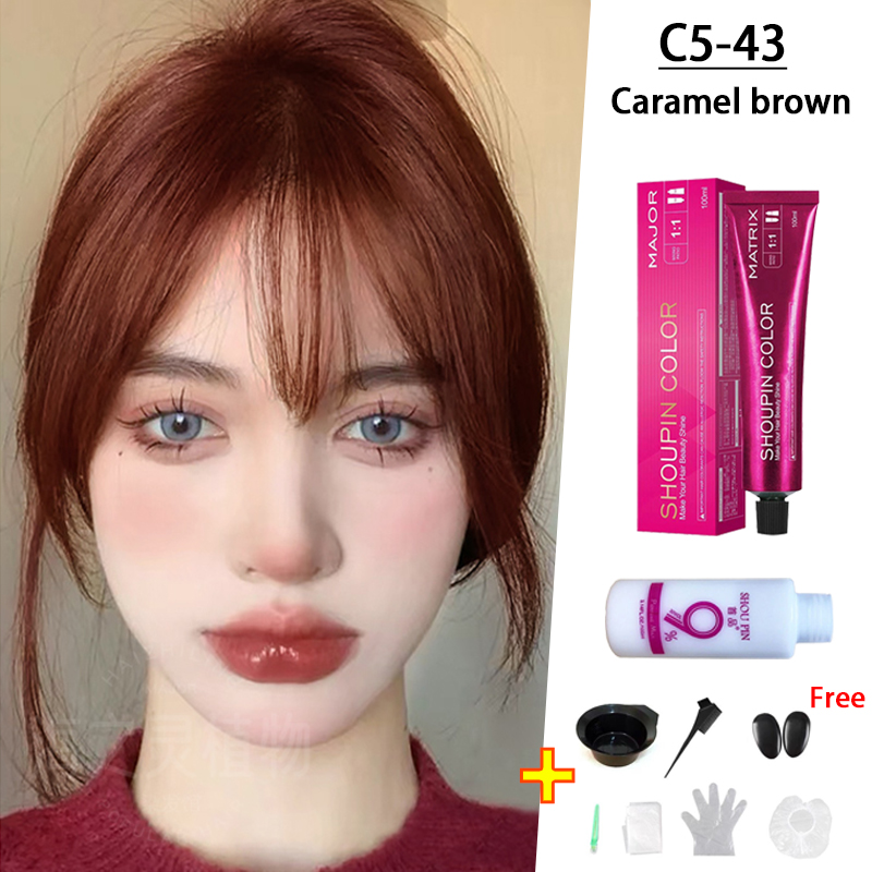 KOREA Original Hair Dye Cream Fashion Color Natural Milk Tea Brown ...