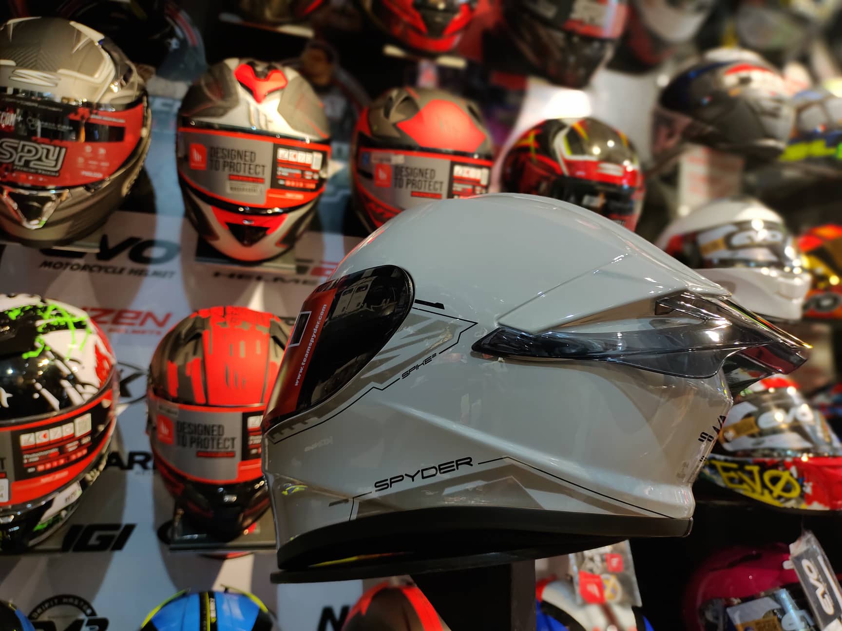 SPYDER SPIKE 2.0 FULLFACE SINGLE VISOR with free spoiler and clear lens ...