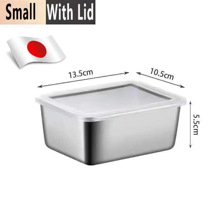 304 Stainless Steel Japanese Style Tray Food Storage Box with Lid ...