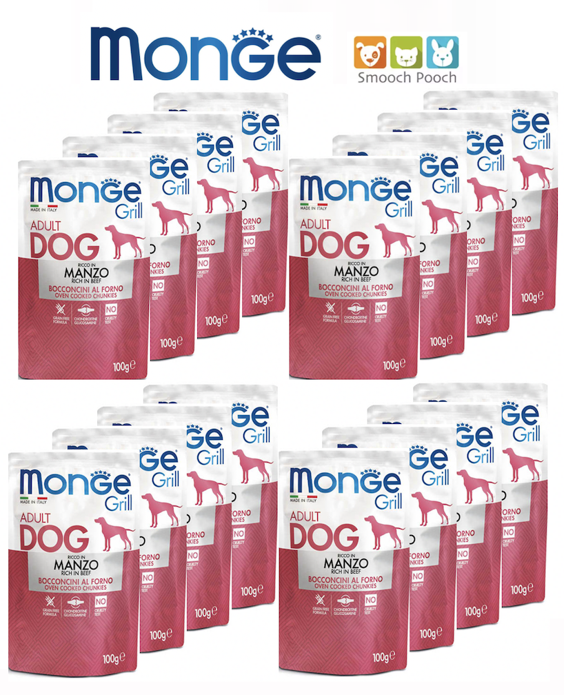 Monge Grill Chunkies with Beef 100g Wet Dog Food (Set of 16) | Lazada PH