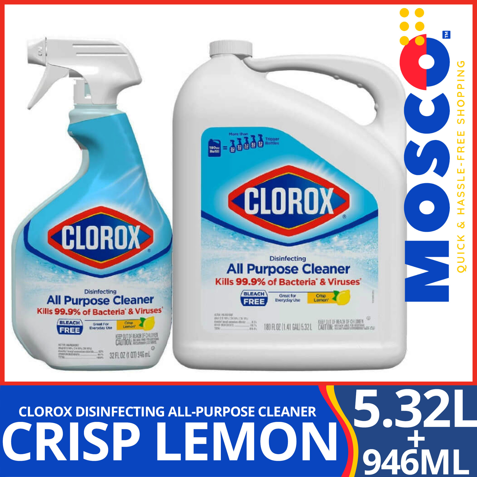CLOROX Disinfecting Crisp Lemon All Purpose Cleaner 5.32L + 946ML ...