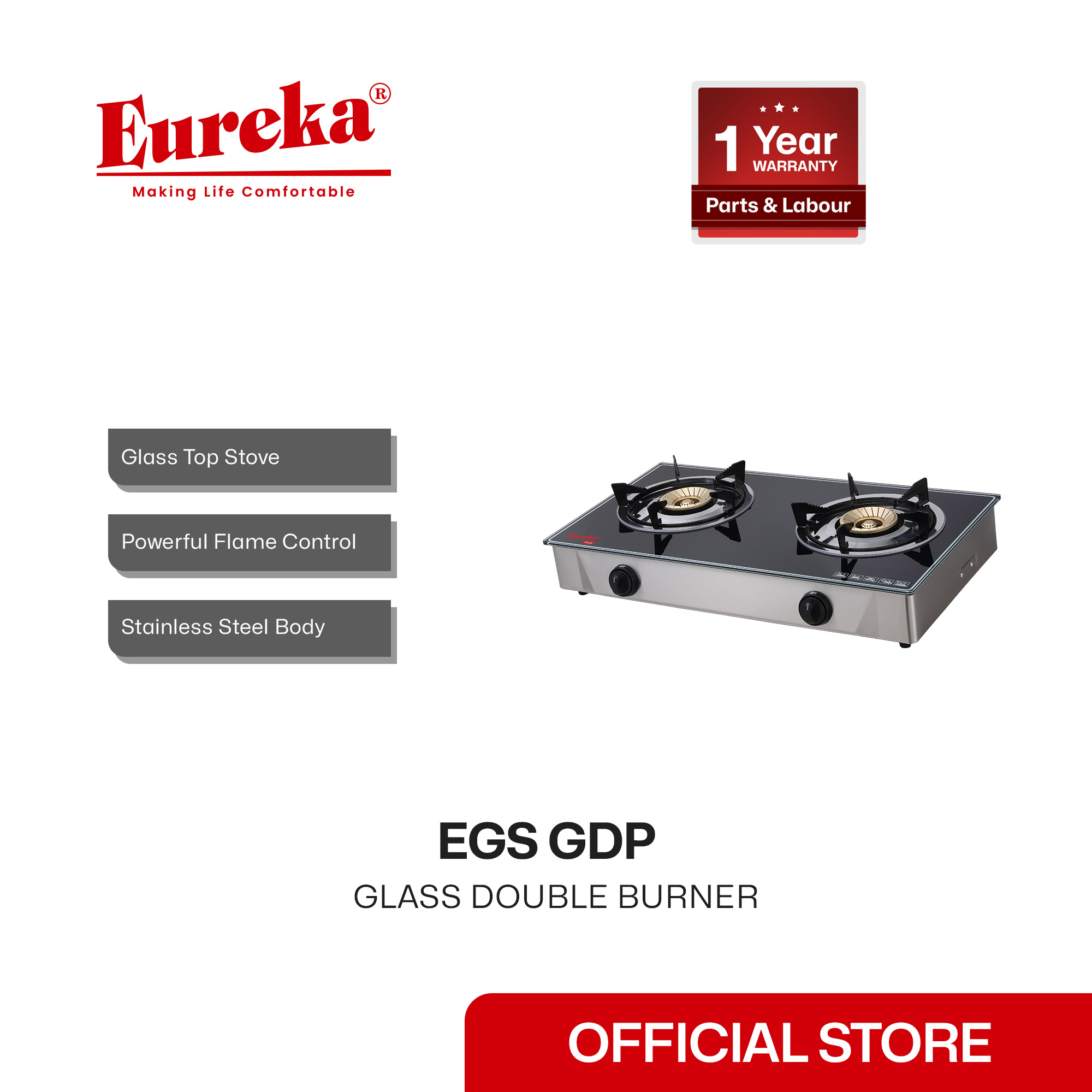 Eureka Glass Double Burner EGS GDP - Black | Lazada PH