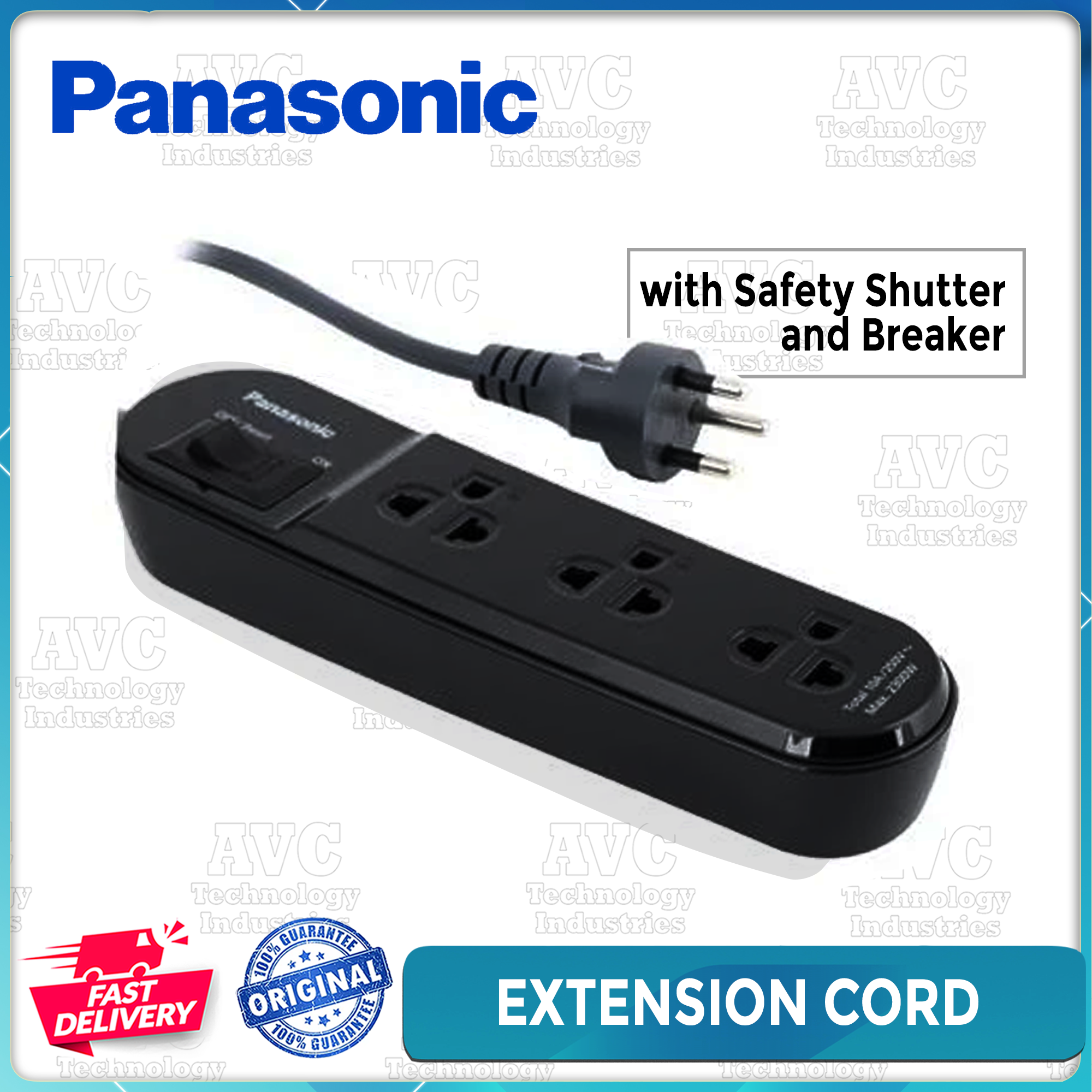 PANASONIC Extension Cord with Safety Shutter and Breaker WCHG 24332B-5 ...