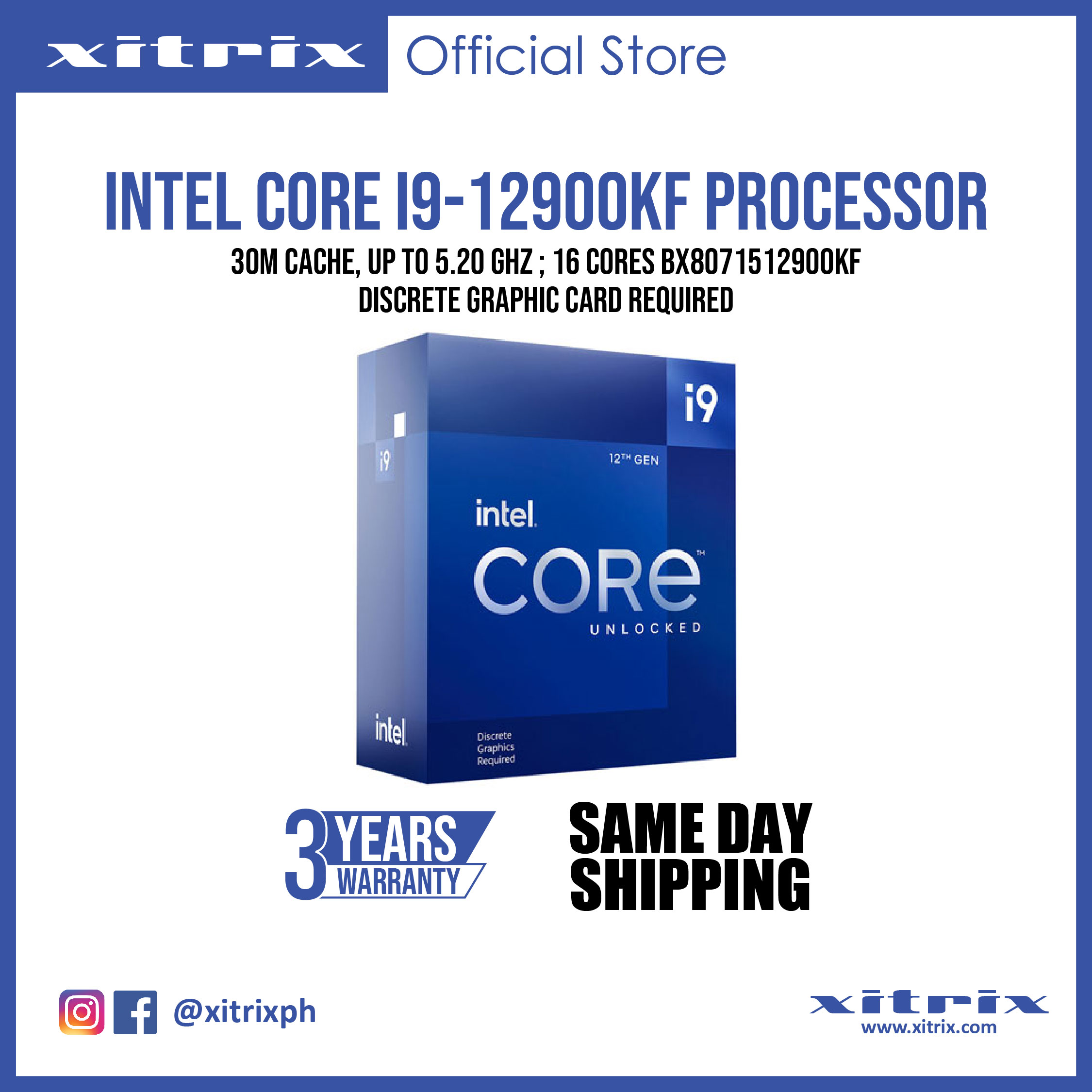 Boxed Intel Core i9-12900KF Processor 30M Cache, up to 5.20 GHz ; 16 Cores BX8071512900KF ...