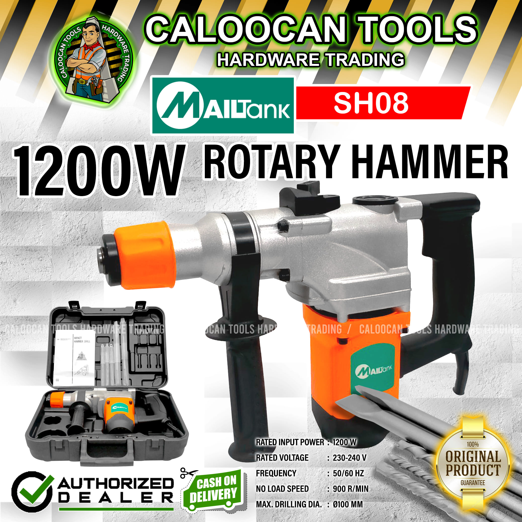 MAILTANK Japan 1200W SDS Plus Rotary Hammer AD6626 with 2 Chisels & 3 ...