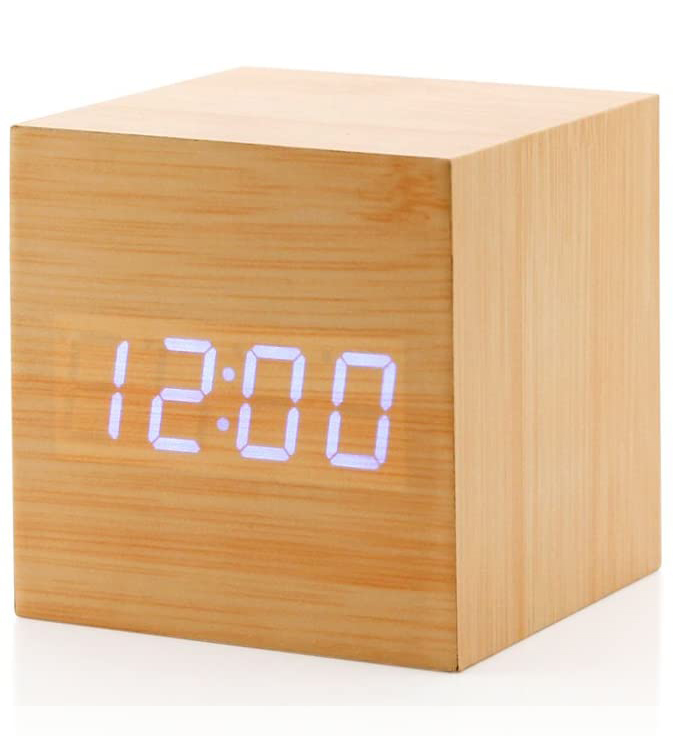 JNL Wooden Cube LED Digital Alarm Clock With Temperature Display DZZ-2 ...