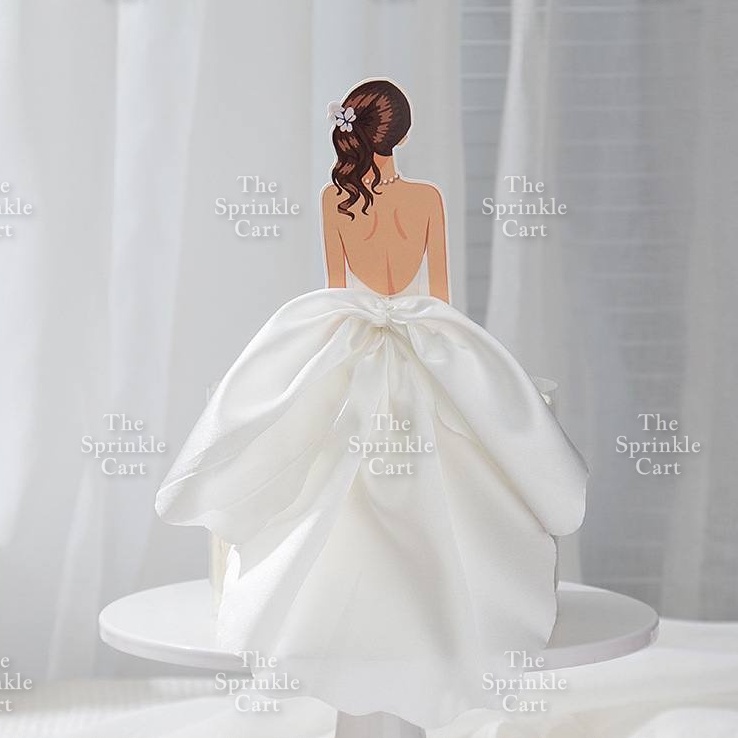 Happy Birthday Cake Topper Lady Back Noble Dress/ Wedding Dress ...