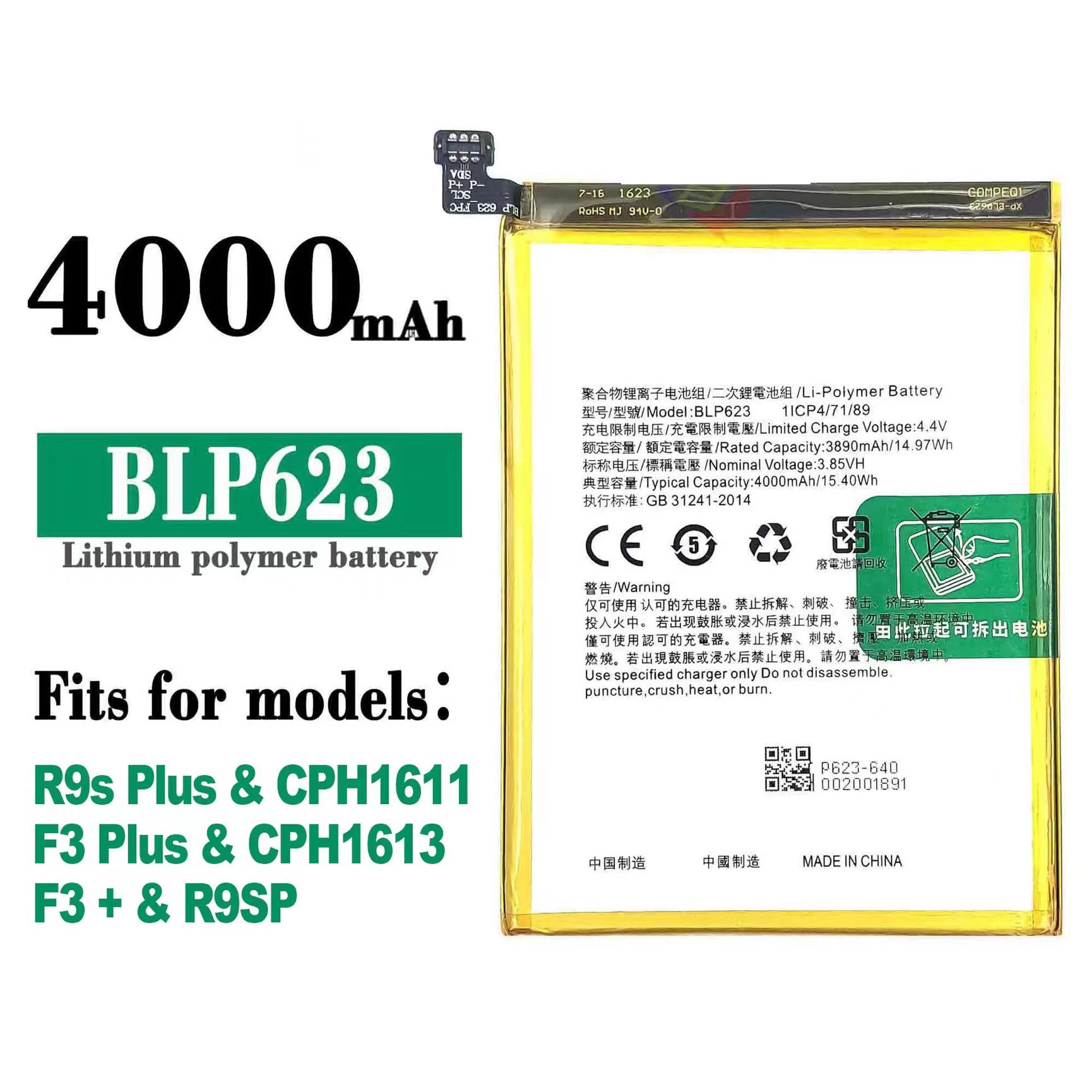 Oppo F3 Plus /R9S Plus Original Battery Replacement（BLP623） | Lazada PH