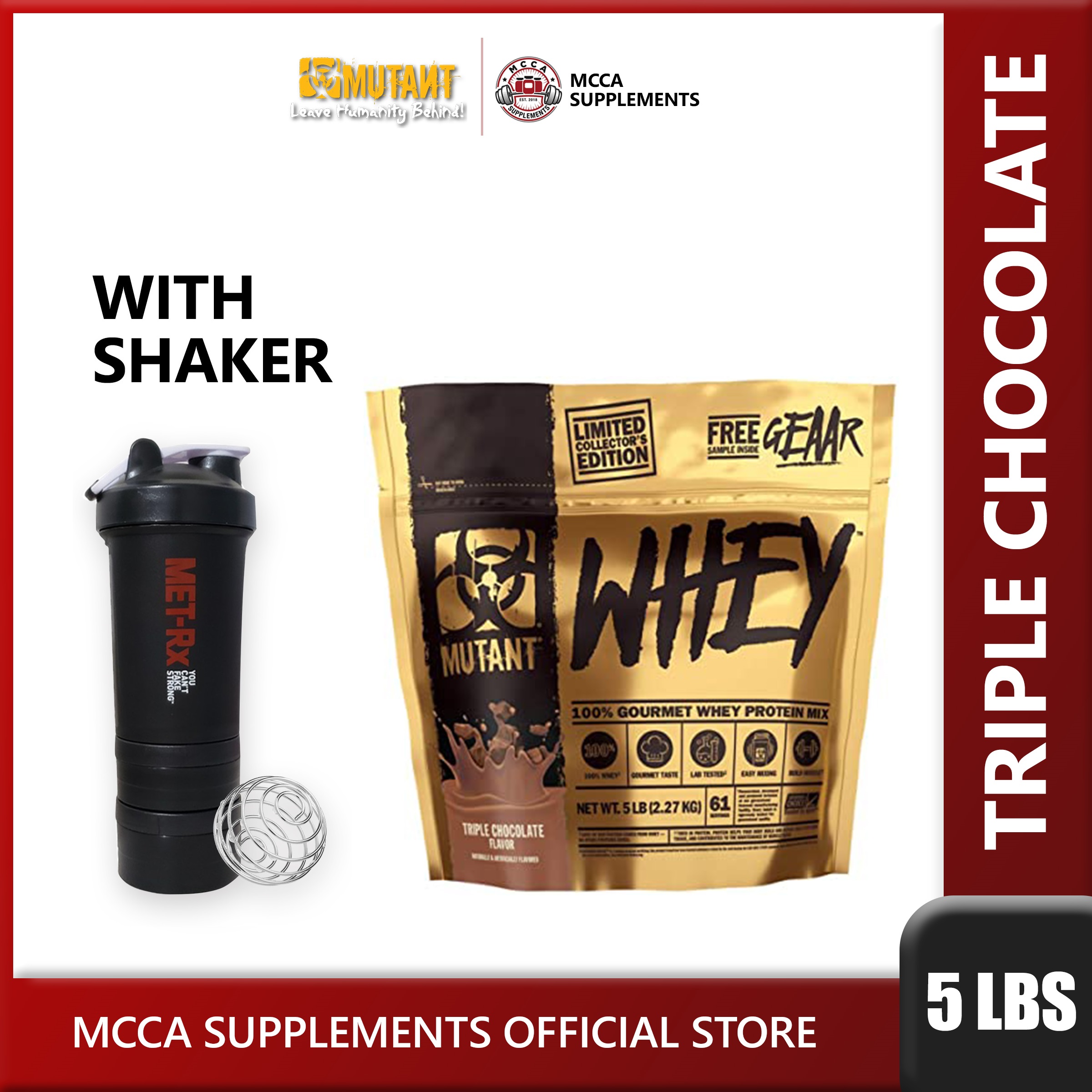 Mutant Whey Extreme Multi Whey Mega Blend (Triple Chocolate) 5lbs with ...
