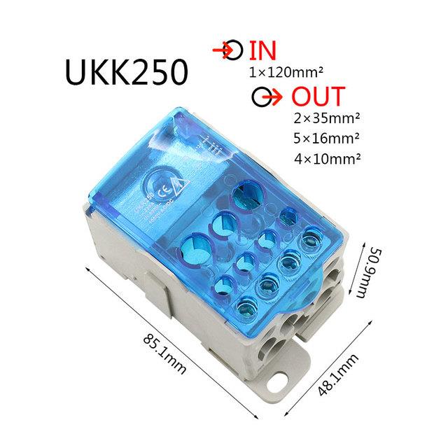 UKK80A 125A 160A 250A 400A 500A Terminal Block 1 in many Out Din Rail ...