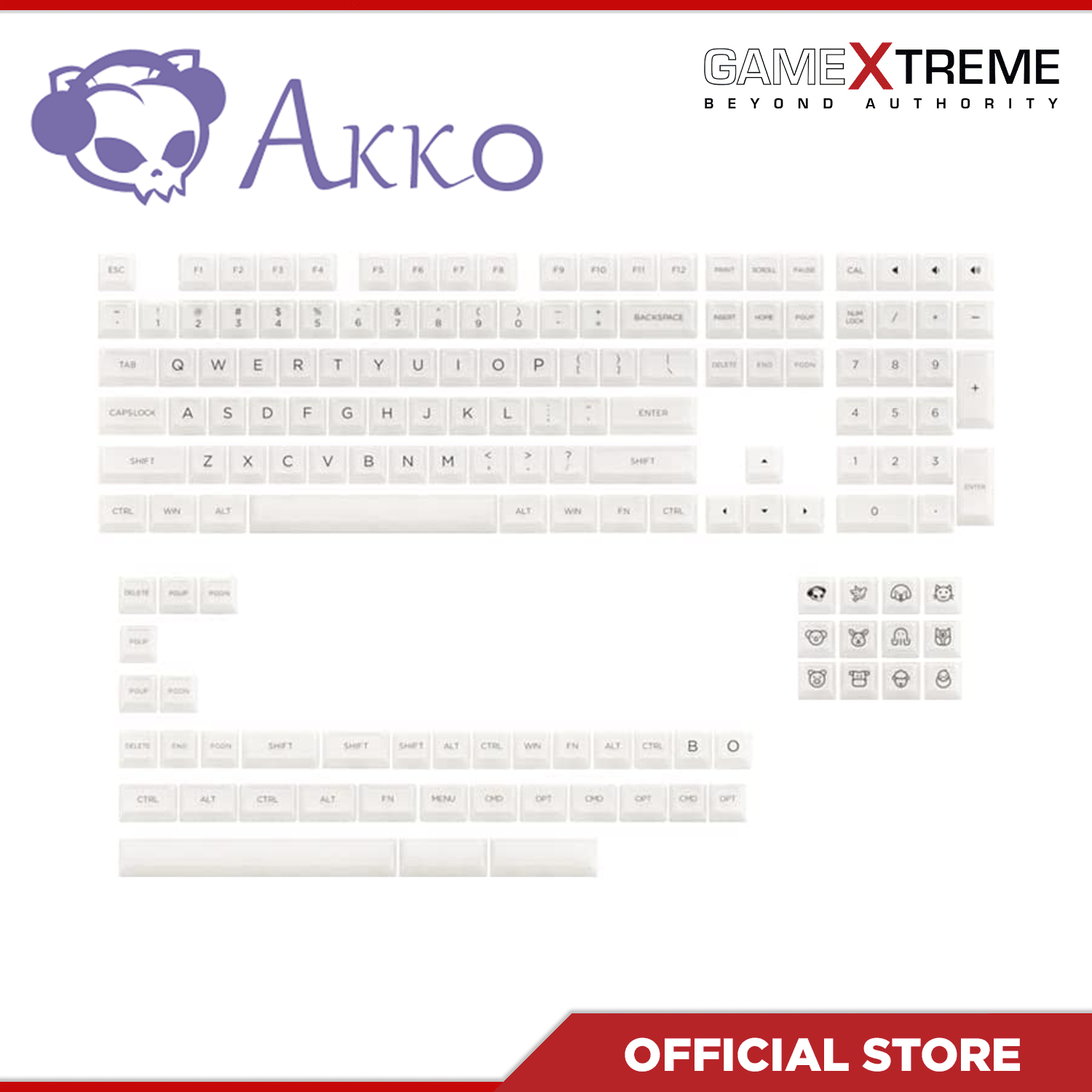 AKKO Clear Poly White Transparent Keycaps Set ASA 155 Keys Poly White ...