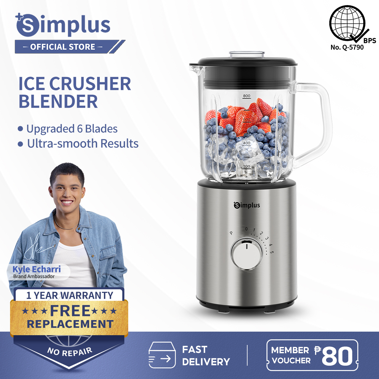 Simplus Ice Crusher Blender Ice Power Heavy Duty Ice-Crushing Mixer ...