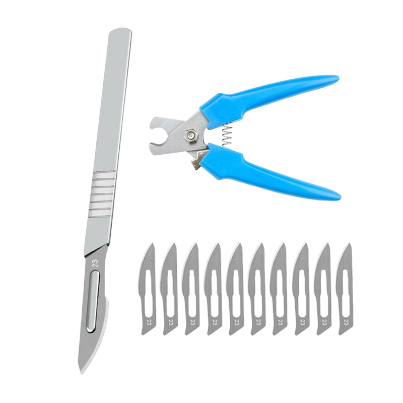 3 in 1 Pig Kit Piglet teeth cutter+Scalpel Blade with Handle+Pig tail ...