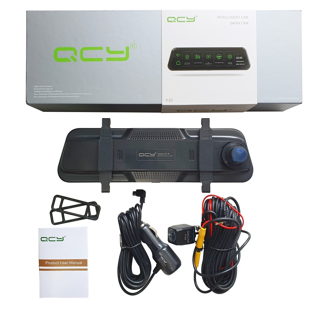 QCY P30 Ultra Clear 10 Inch Ultra Clear Dual Lens Dash cam 2K 1080P ...