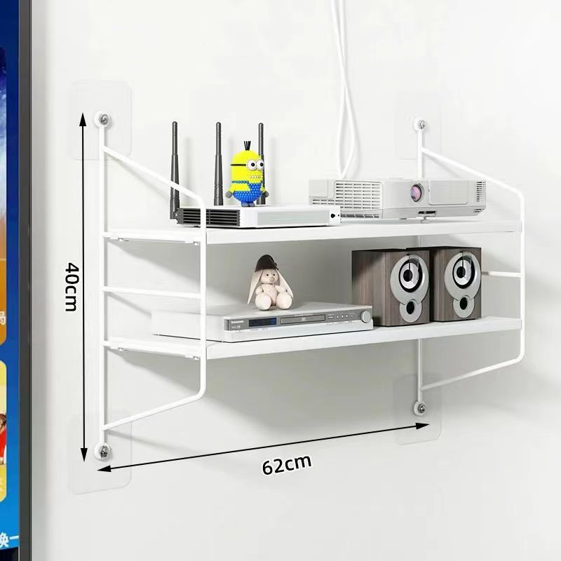 Wall mounted shelves no punching rack TV set-top box storage rack WiFi ...