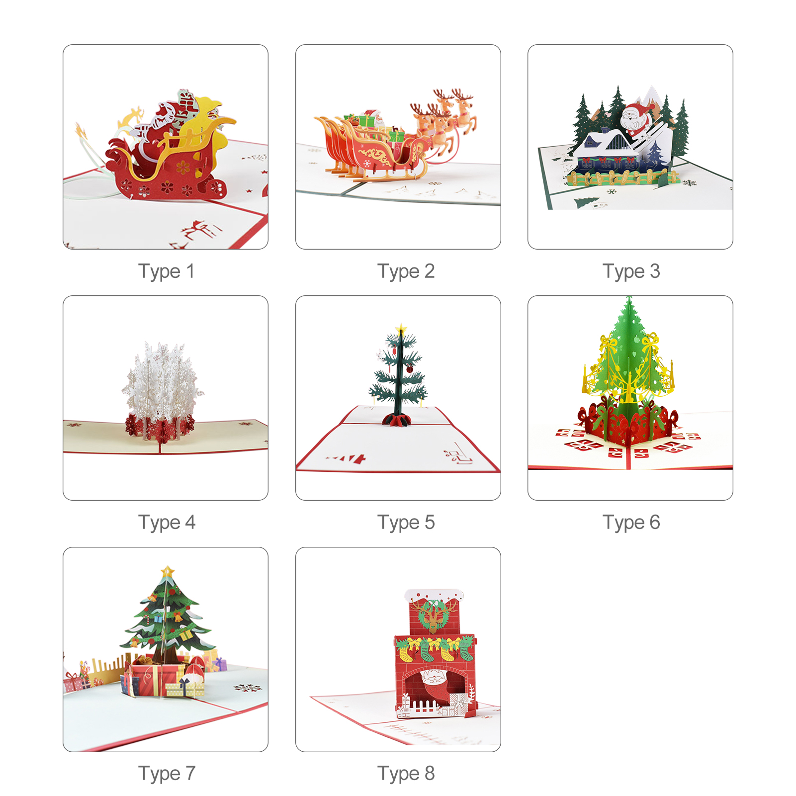 3D Pop Up Christmas Cards Greeting Holiday Cards with Envelope Xmas ...