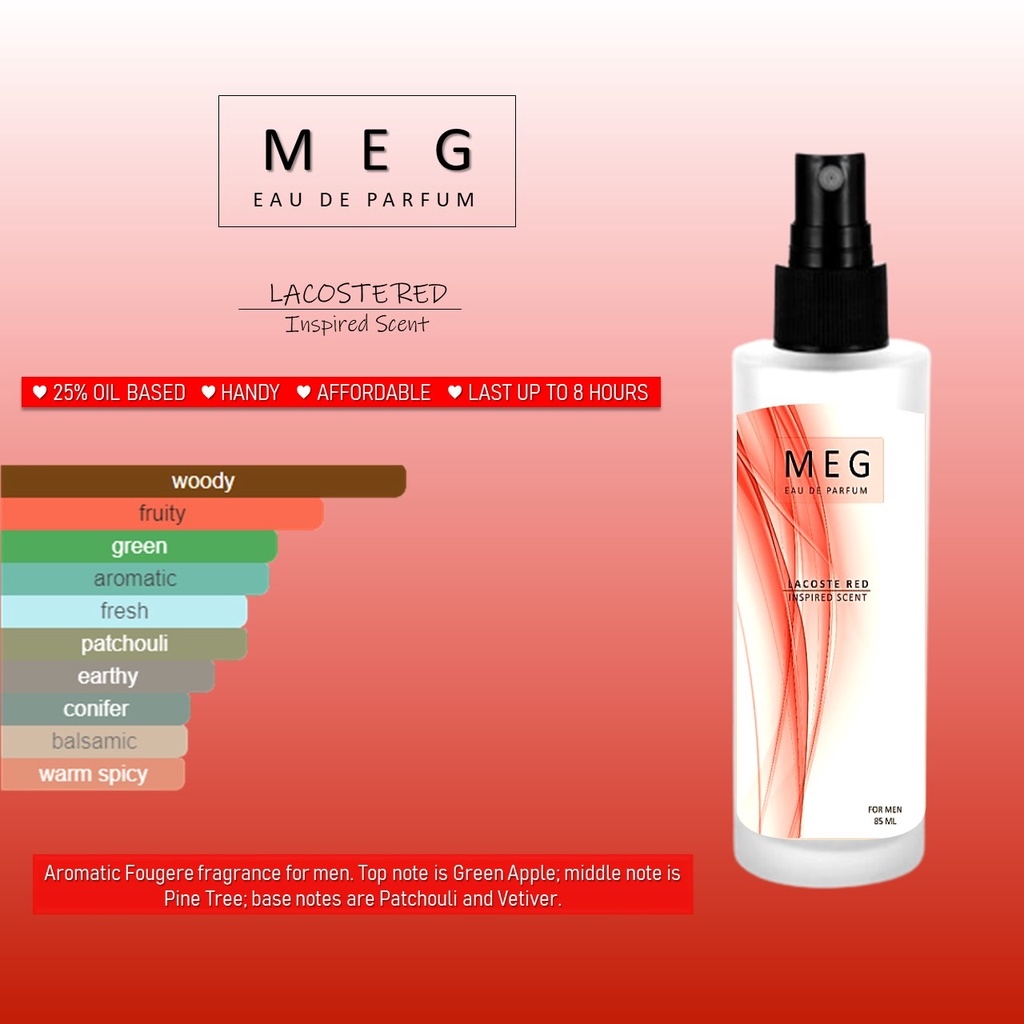 MEG Oil Based Inspired Perfume for Men Lacoste Red 85 ml | Lazada PH